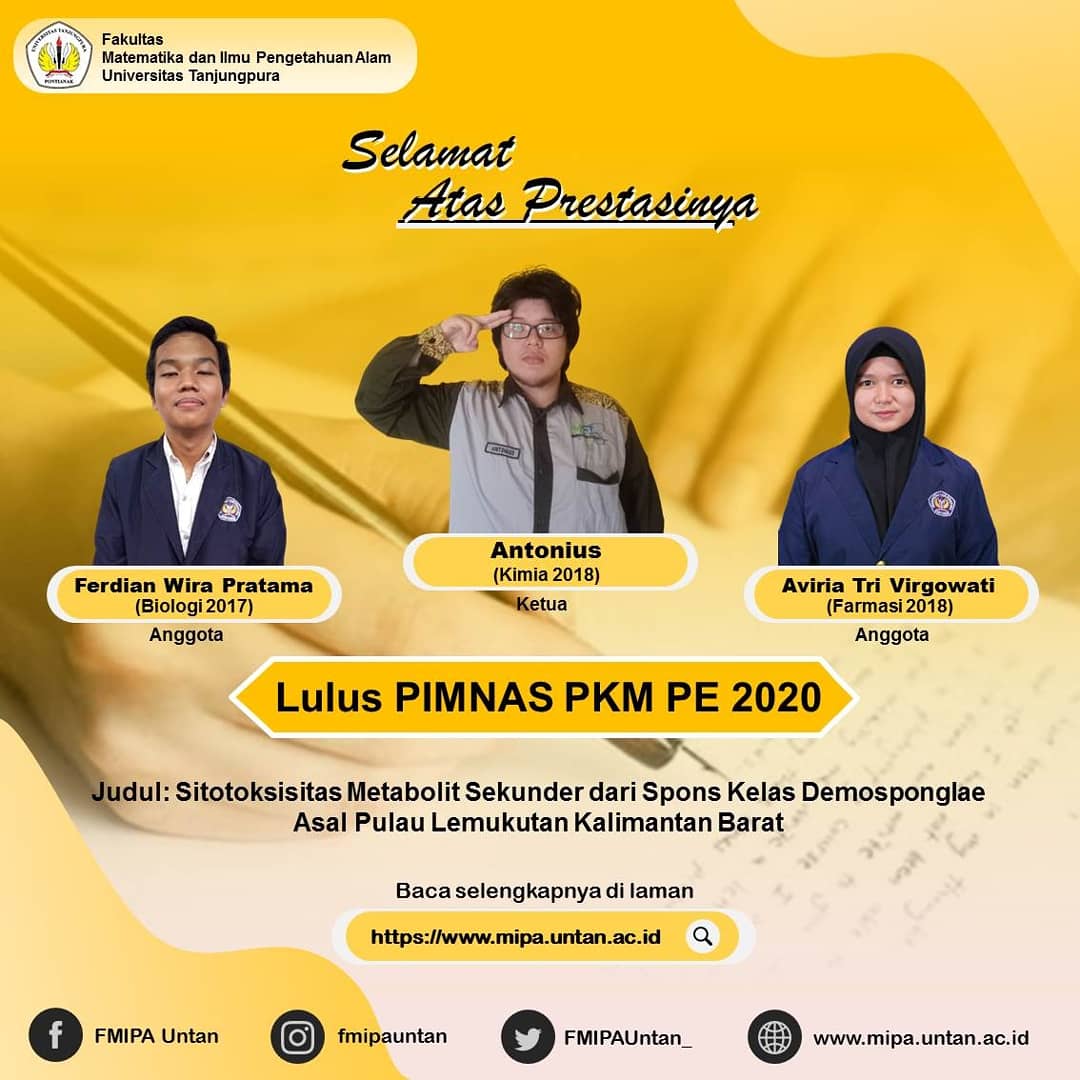 Dua Tim PKM FMIPA Untan Lulus ke PIMNAS 2020: Mereka Berharap Pihak ...